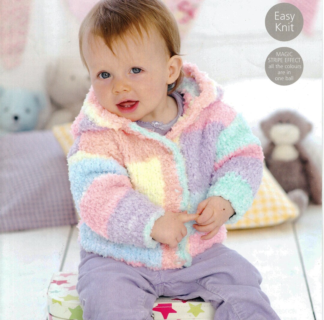 Baby Boy - Girl Easy Hooded Jacket in Snowflake Chunky Bulky 12 Ply ...
