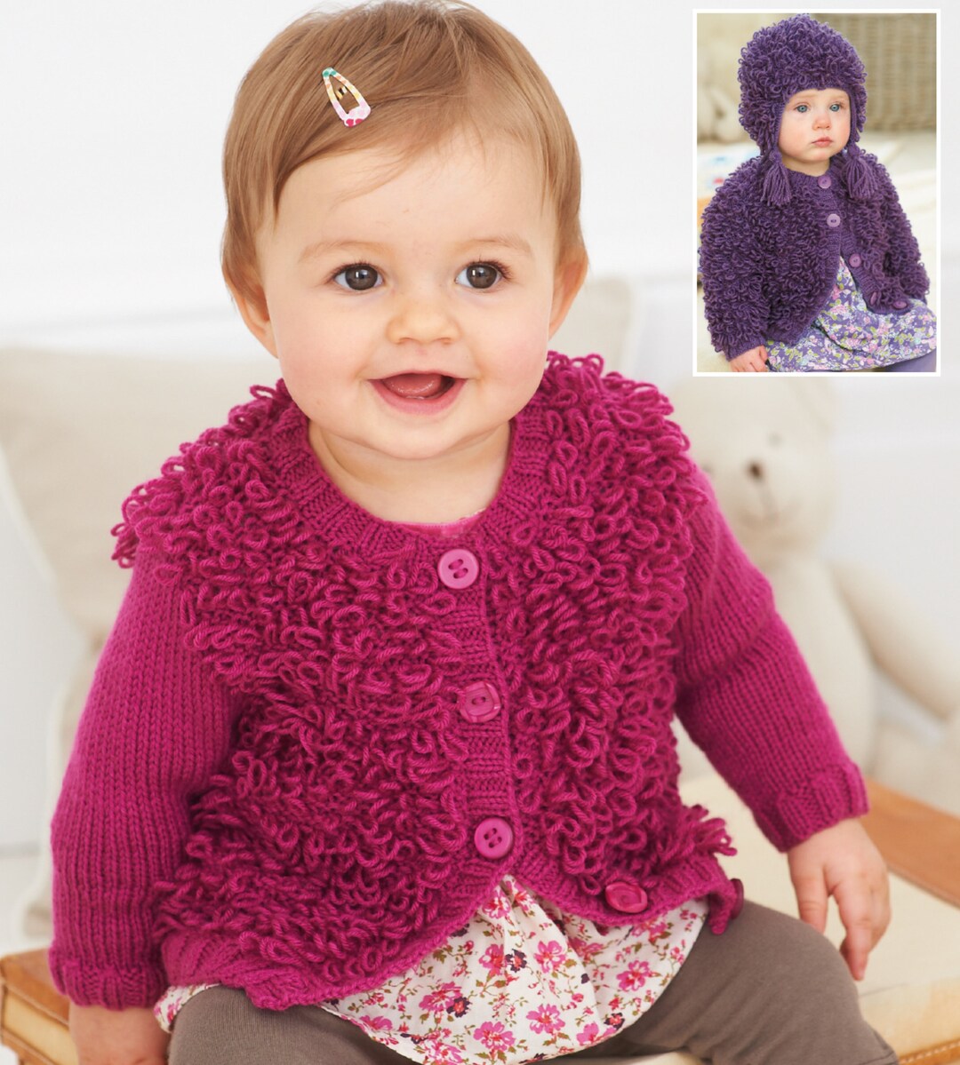 All Over Loopy Jacket or With Stocking Stitch Sleeves & Loopy Helmet 16 ...