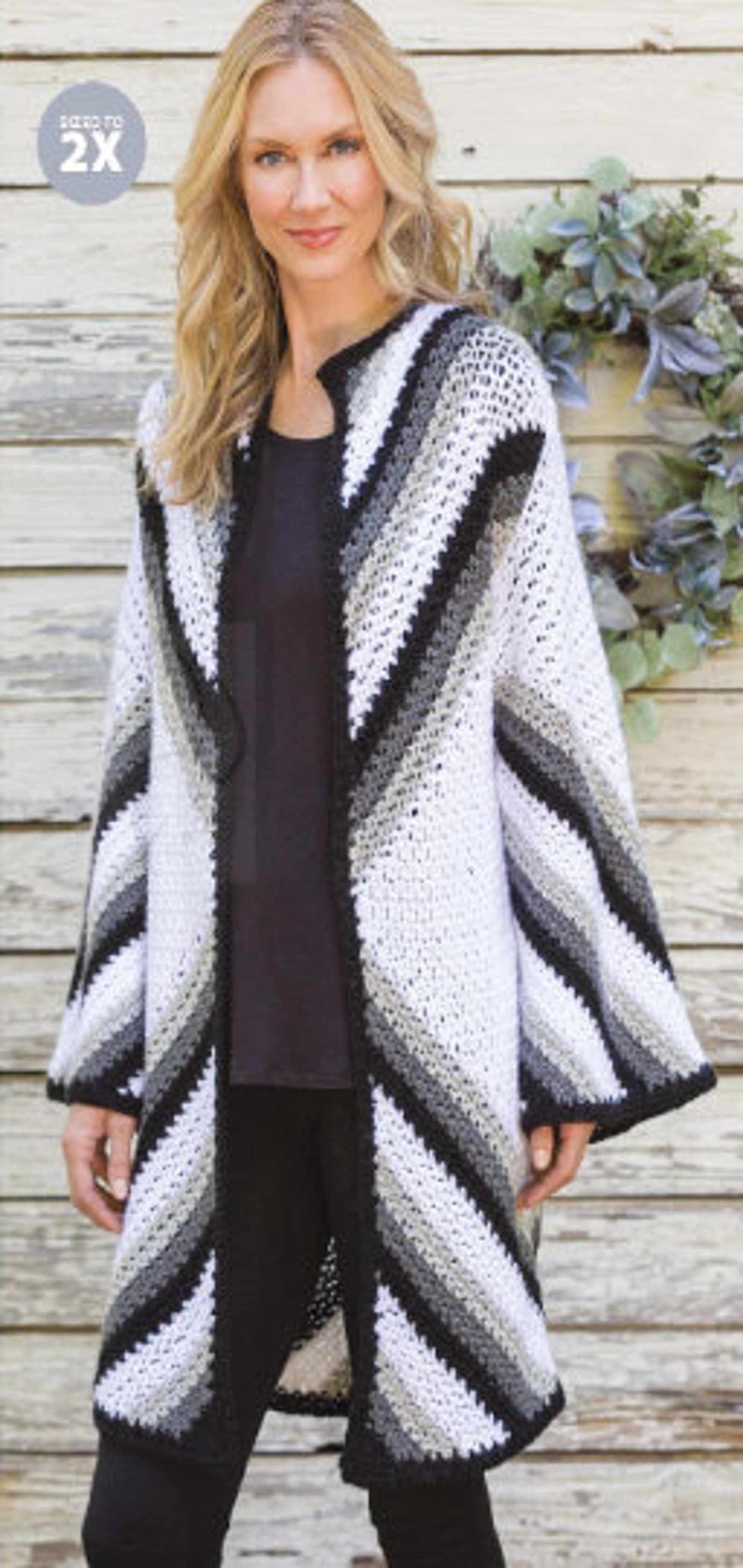 Woman's Crochet Textured Coat Cardigan Jacket S (M, L, XL, ) Worsted ...