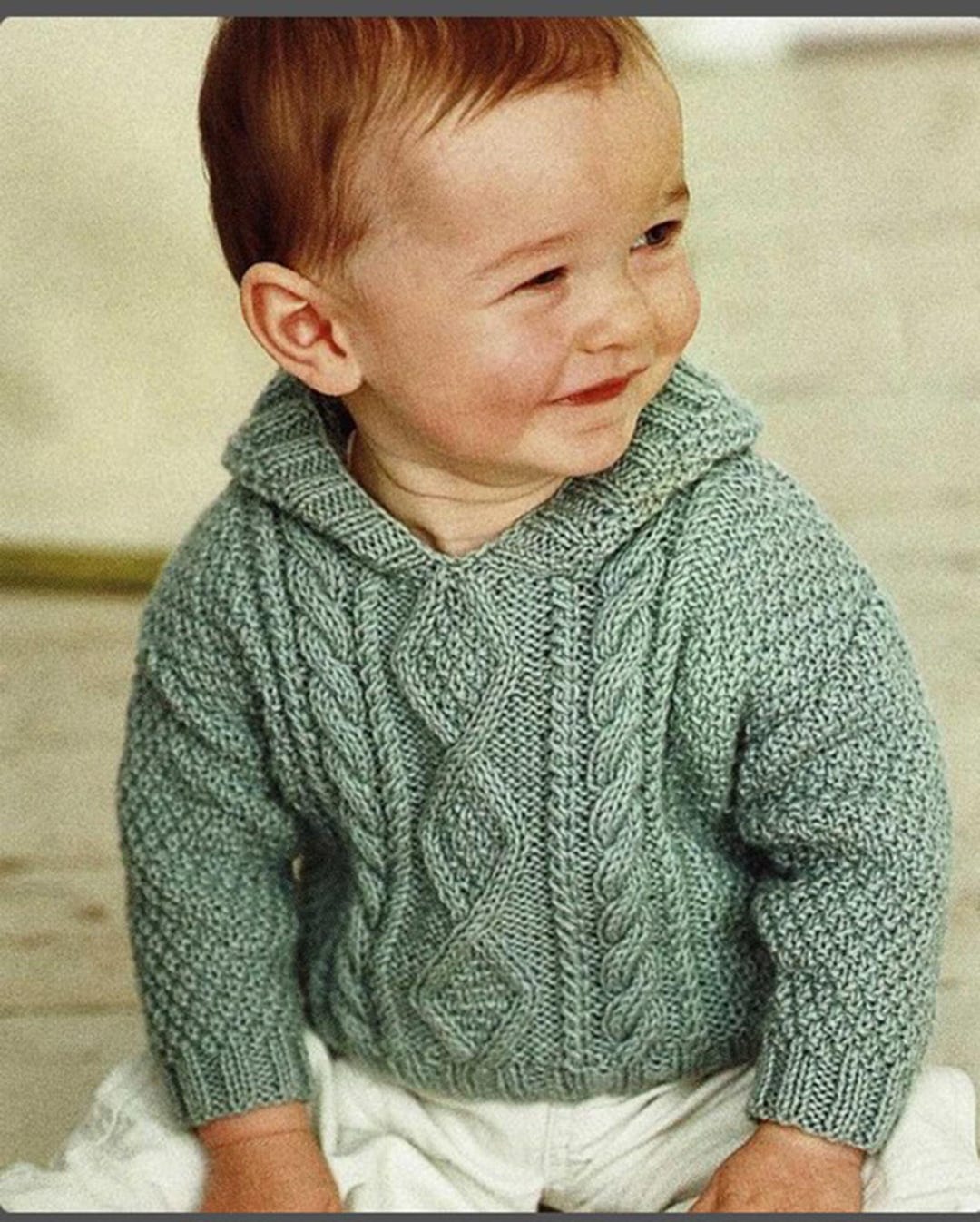 Boys Round Neck Cable Sweater-& Hooded Sweater Knitting Pattern- DK ...