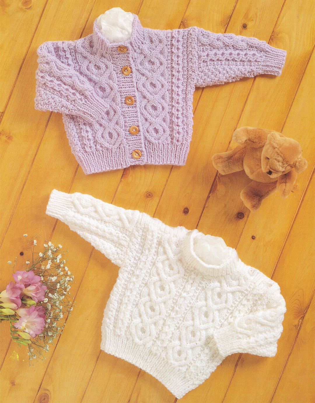 Childs Cable Cardigan & Sweater Drop Sleeves Cable Pattern Boys Girls ...