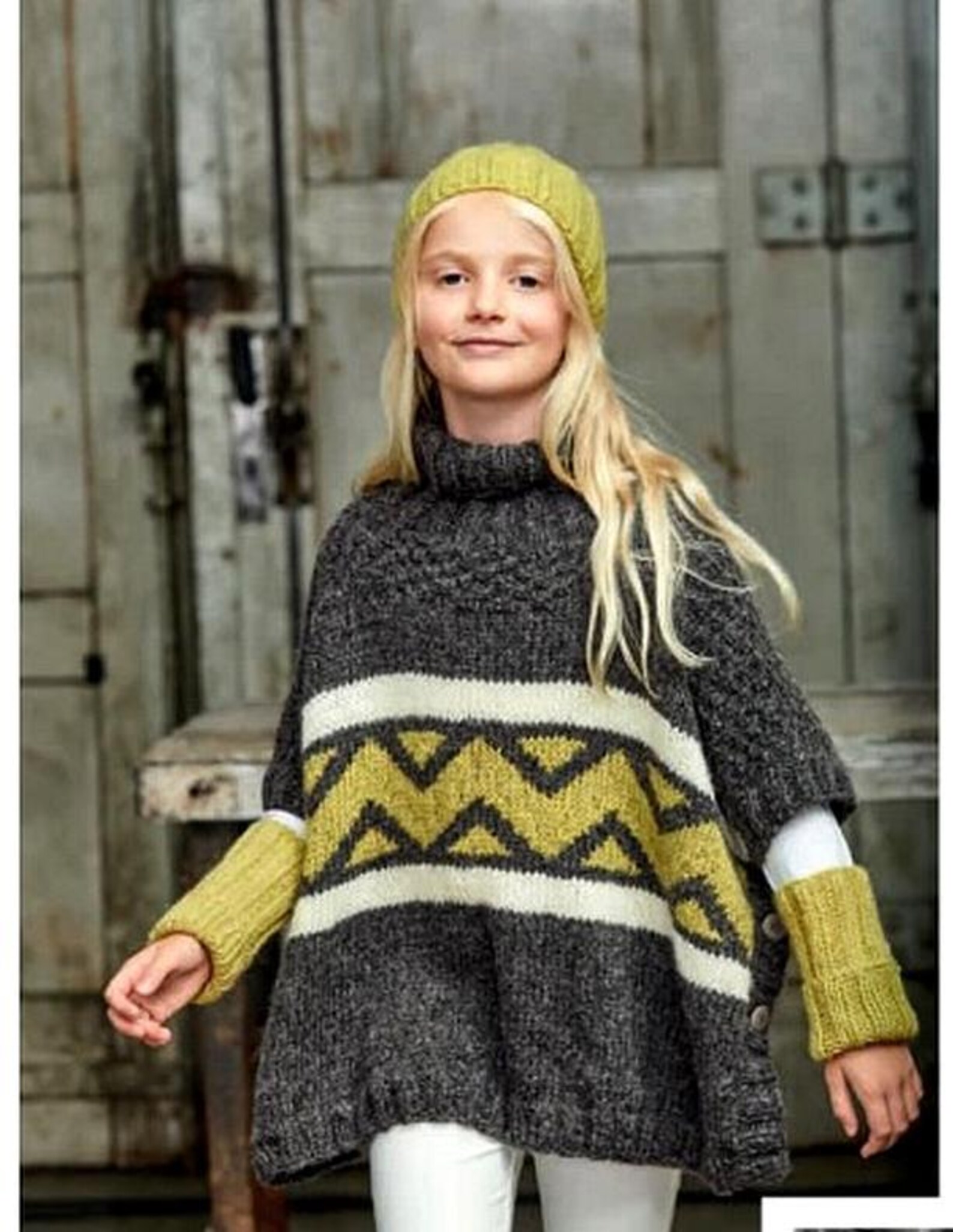 One Piece Girls Poncho - Heavy Worsted Alpaca Mix Yarn- 128cm -146 Cm ...