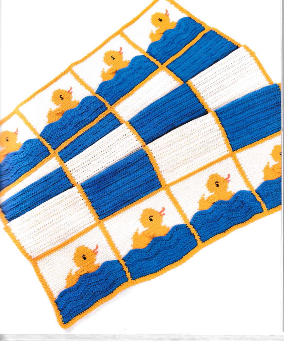 Vintage Crochet Blanket Afghan Little Ducks 33" X 41" - Aran - 10ply ...