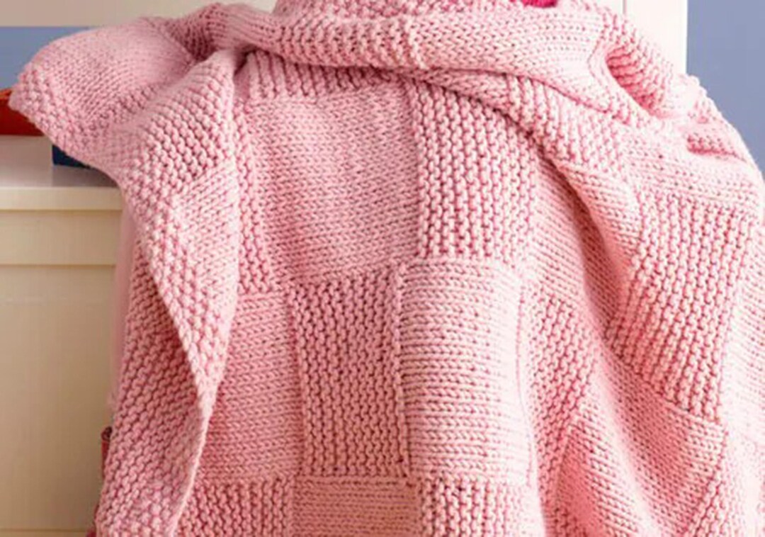 Easy Super Chunky Baby Blanket Seed St & Basket Pattern- Knitted in ...