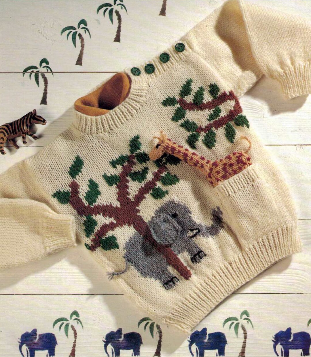 Baby Children Sweater Jungle Animal Sweater Giraffe Elephant and ...