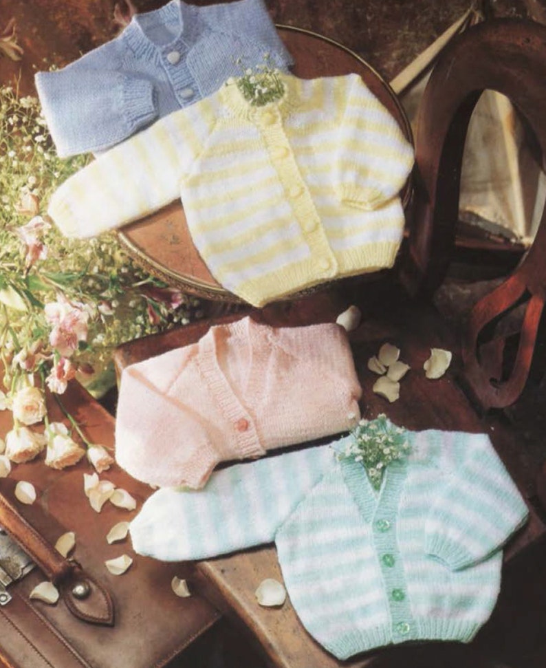 Baby Premie Premature Easy Raglan Cardigans 4 Styles to Knit DK ( 8PLY ...