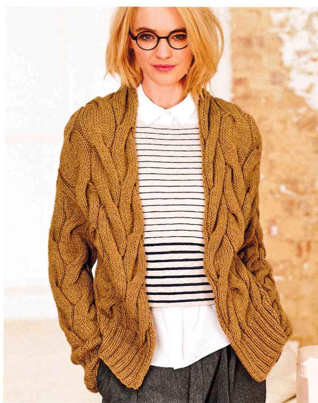 Woman's Chunky Cable Cardigan & Long Sleeved Sweater- Chunky-12 Ply ...