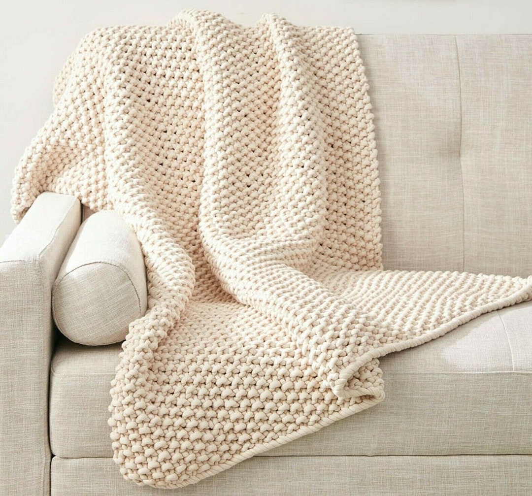 Very Easy Big Thick Chunky Baby Blanket Knitted in Super Chunky Jumbo ...