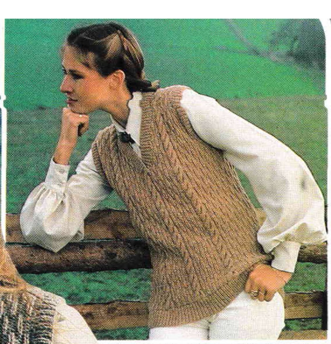 Cable Textured Slipover Top & Waistcoat Vest V Neck Womens 34" - 38 ...