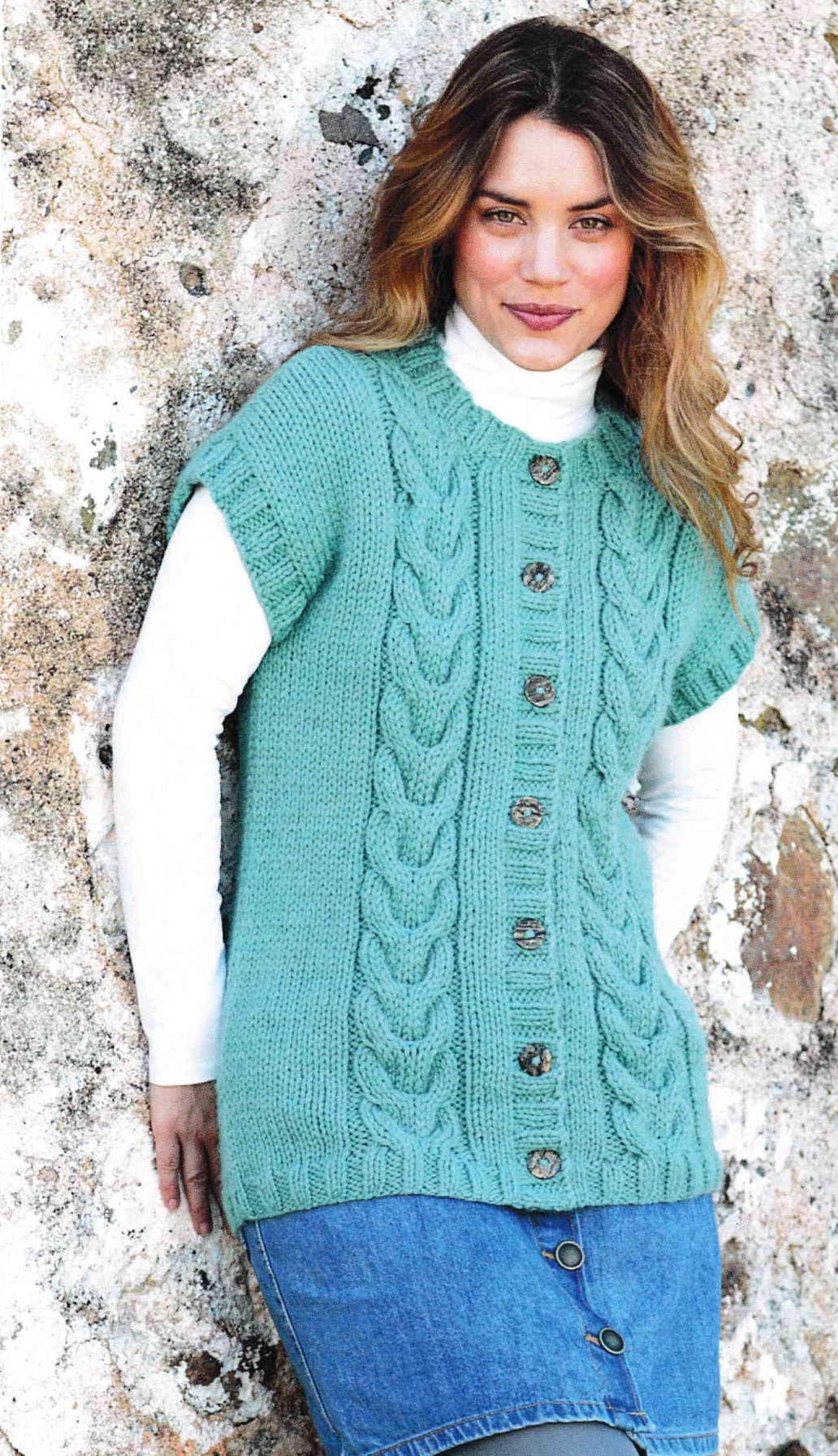 Woman's Chunky Cable Gilet Waistcoat- Cardigan Sleeveless Cardigan ...