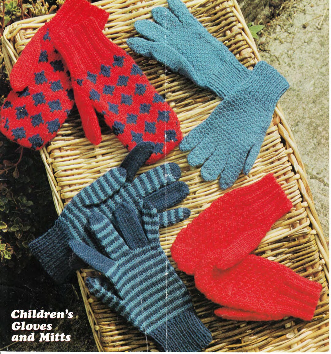 Childrens Gloves and Mittens in Dk-8ply or 4ply Fingering Wool- Knitted ...