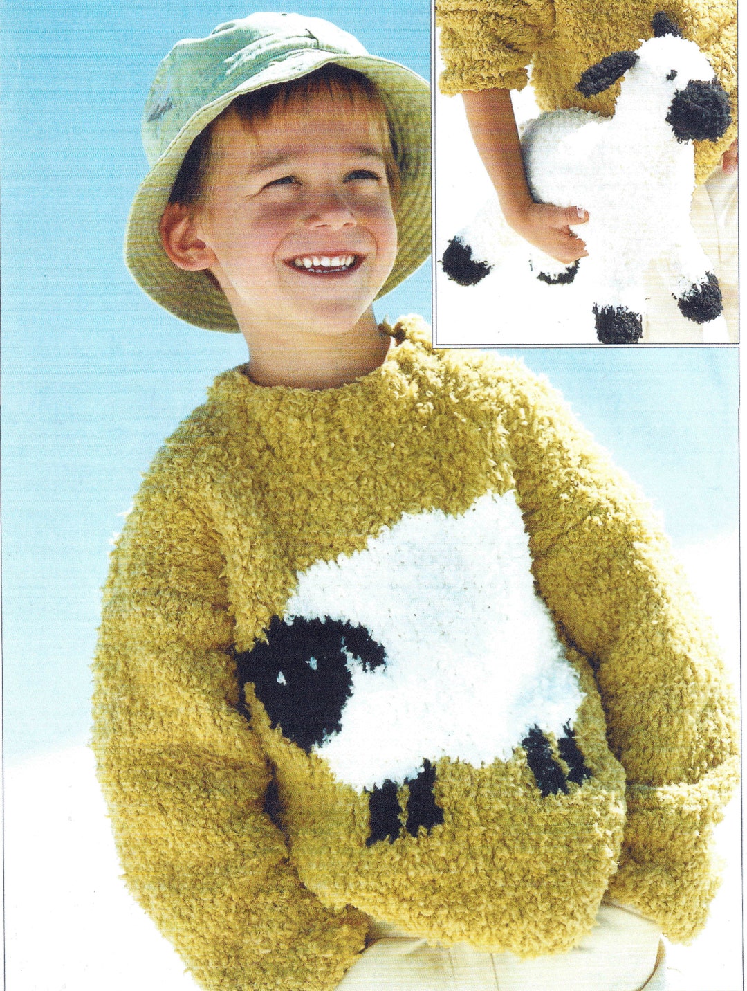 Child's Chunky Sheep Sweater & Lamb Toy Fits 22-28" Chest Chunky Bulky ...