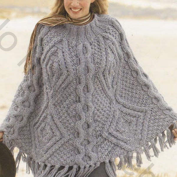 Chunky Knit Poncho - Etsy