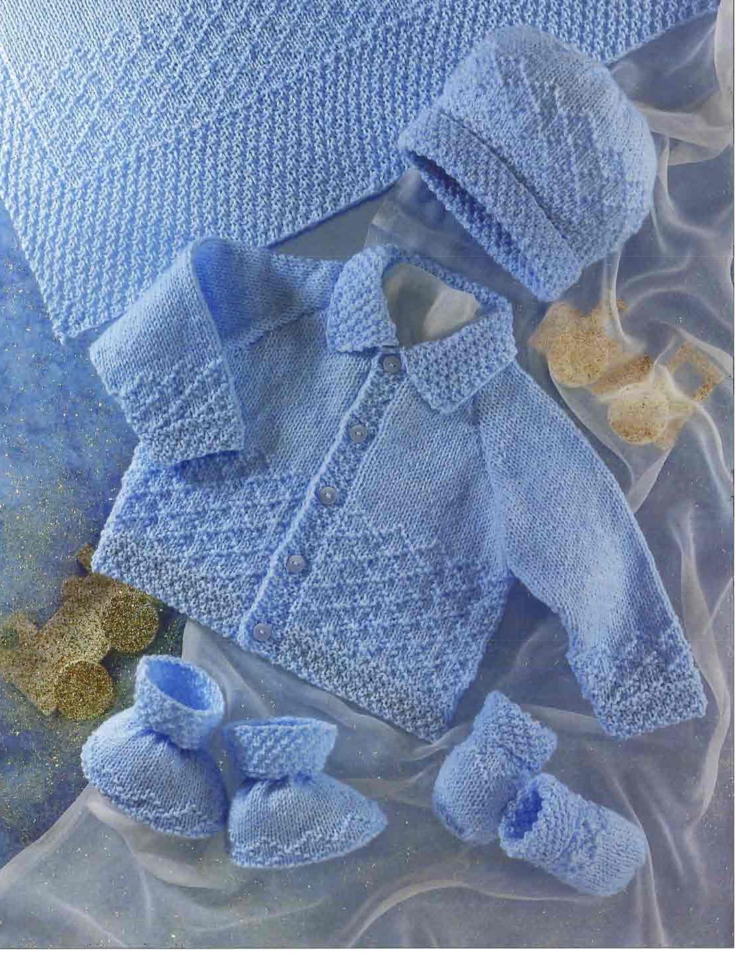 New Baby Matinee Set- Jacket Hat Blanket Mitts & Boots DK 8 Ply Wool ...
