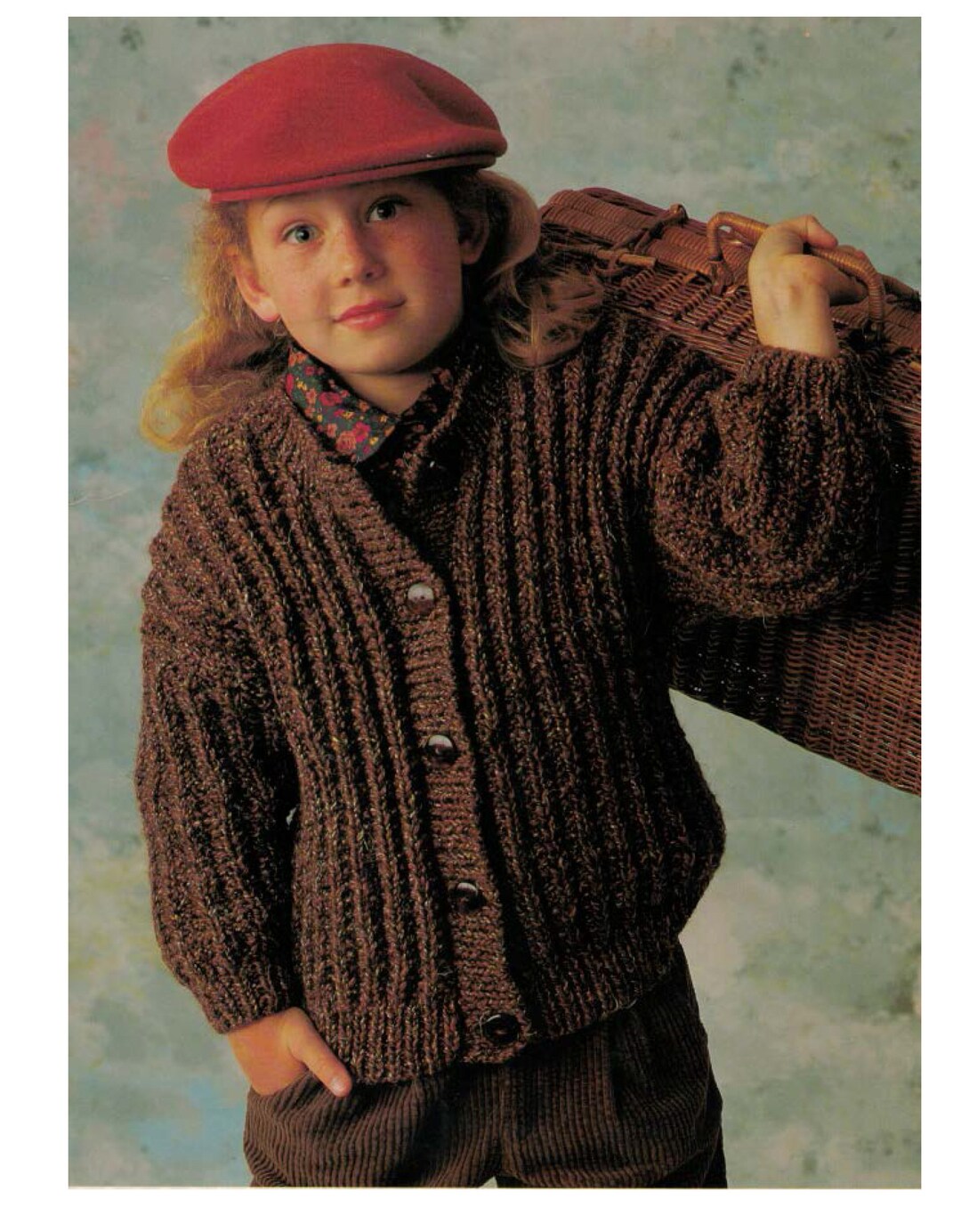 Girls Ribbed Jacket- Cardigan Chunky- Bulky 12 Ply Wool- Fits 24 - 32 ...