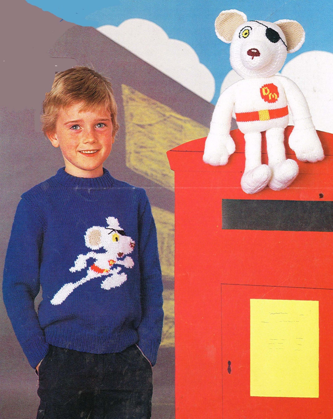 Knitting Pattern- Boys - Girls Danger Mouse Sweater- Jumper & Toy- DK ...