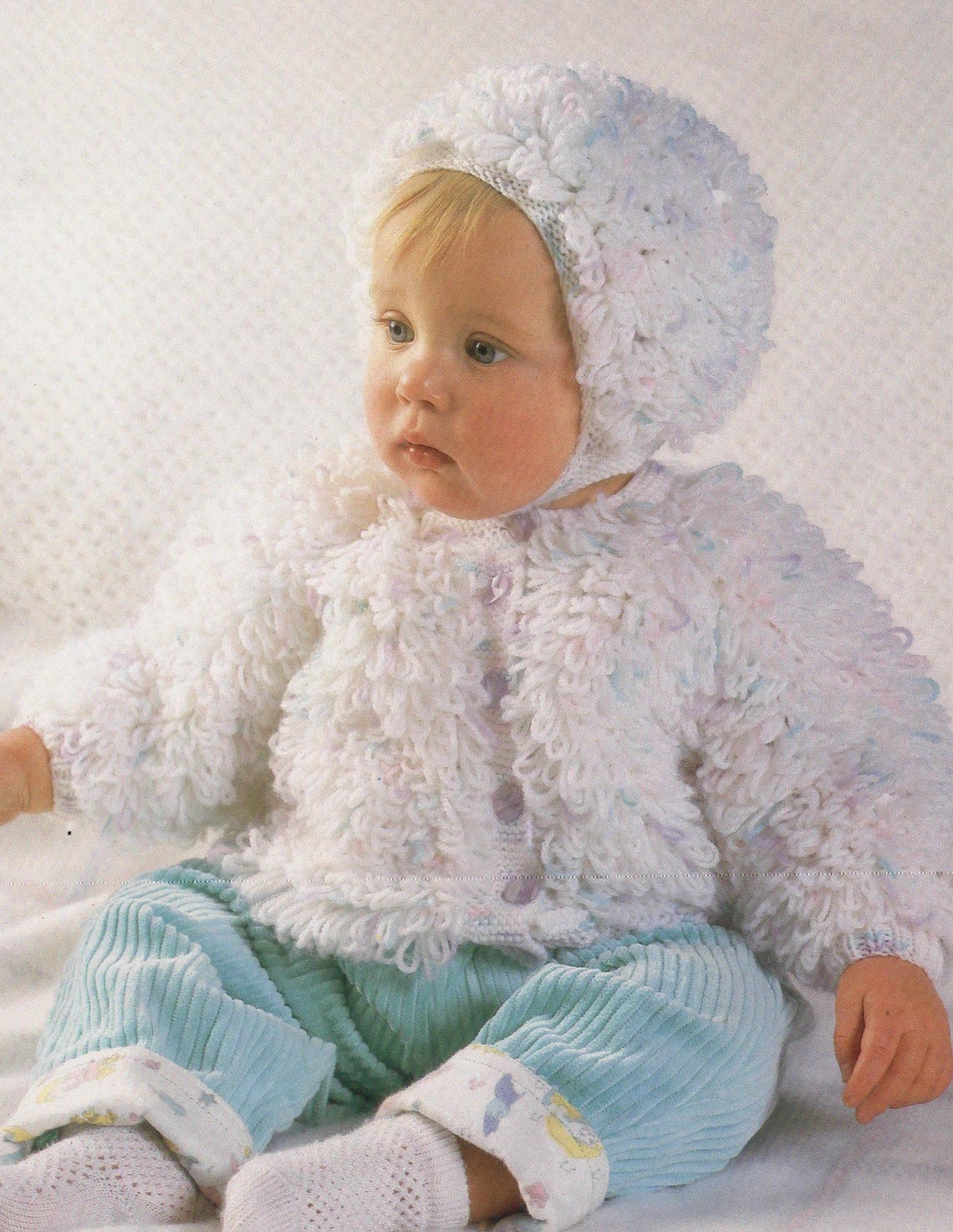 Baby Easy Loopy Cardigan-hooded Jacket~ Cardigan & Hat 2 to Knit in DK ...