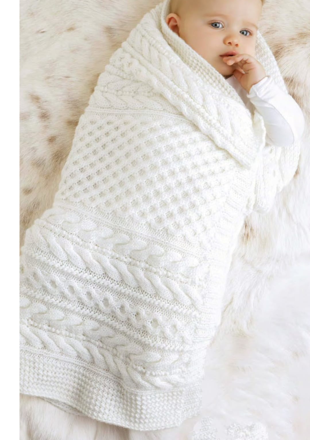 Baby Lovely Cable Blanket in Dk-8ply Merino ~ Light Worsted Wool ...