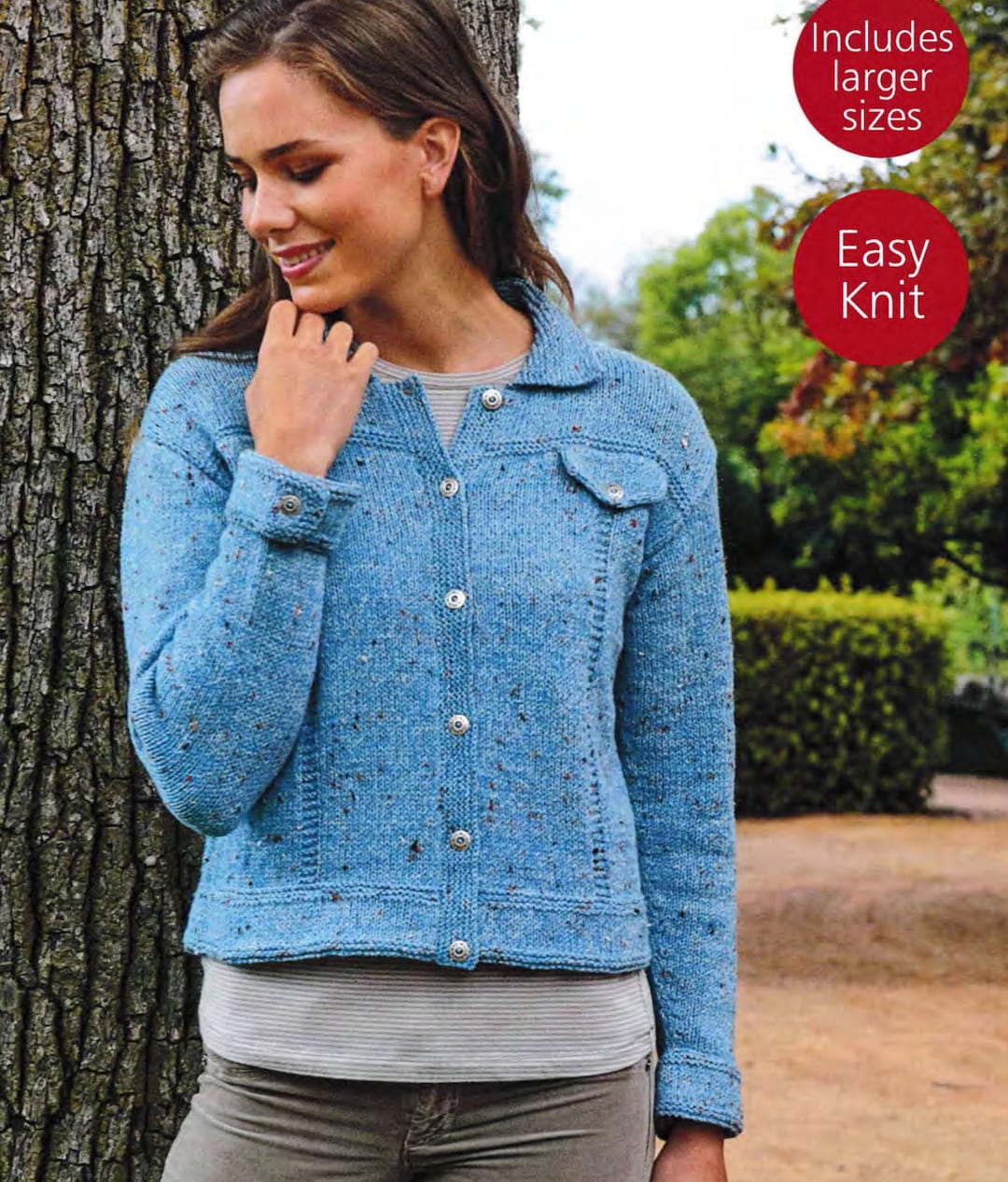 Woman's Knitted Denim Style Jacket in DK Light Worsted-8ply Yarn- 32 ...