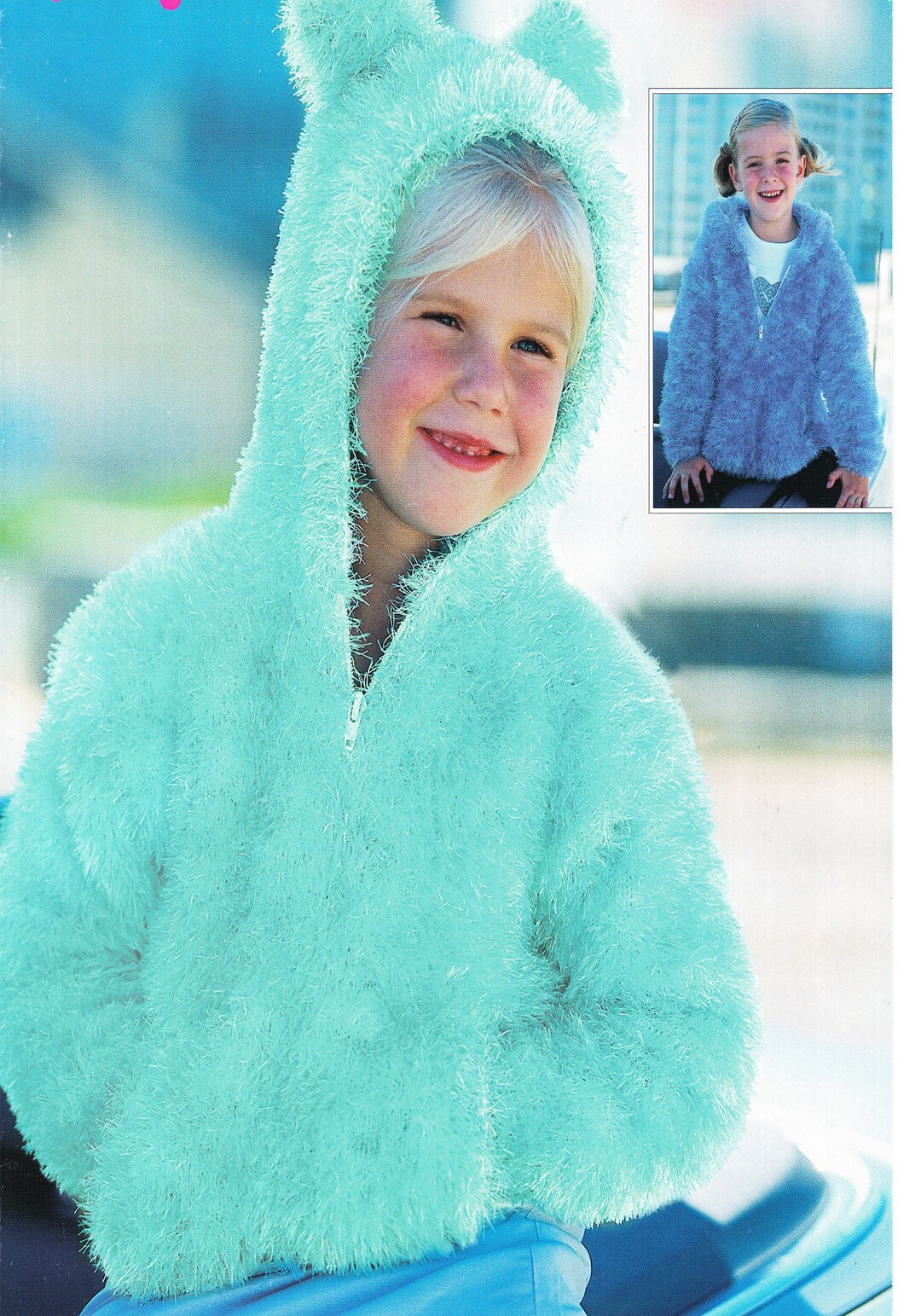 Easy Hooded Jacket With or Without Ears DK Funky Fur 8 Ply Knitting ...