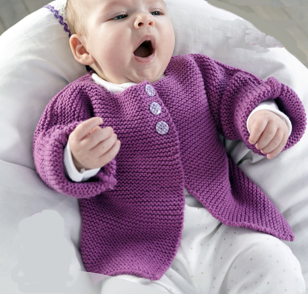 Easy Beginner Baby Child's Jacket Cardigan Garter Stitch 20" - 28" ~ DK ...