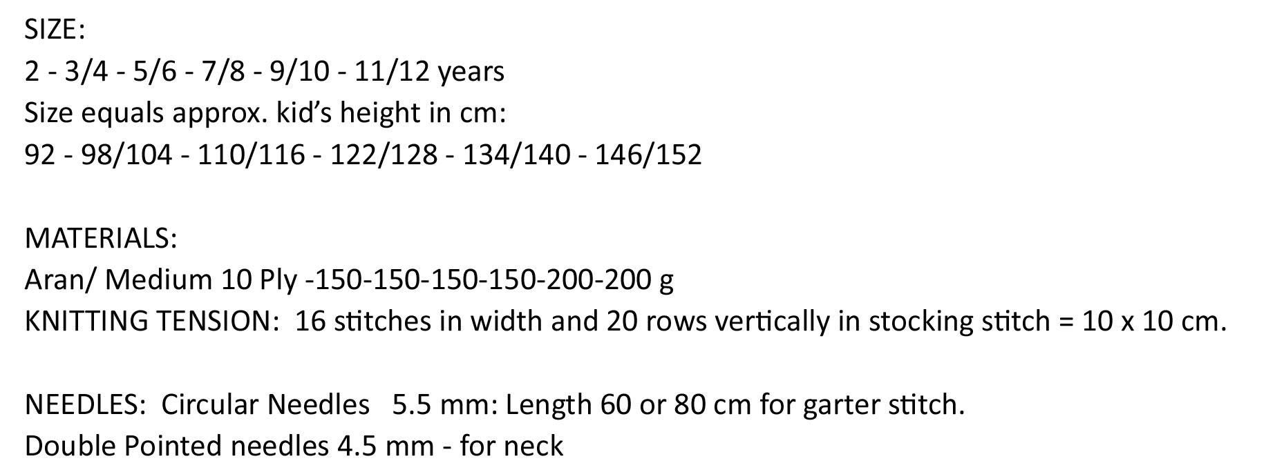 Easy Beginner Girls Tabard Vest Garter Stitch Button Side 2 12 Years ...