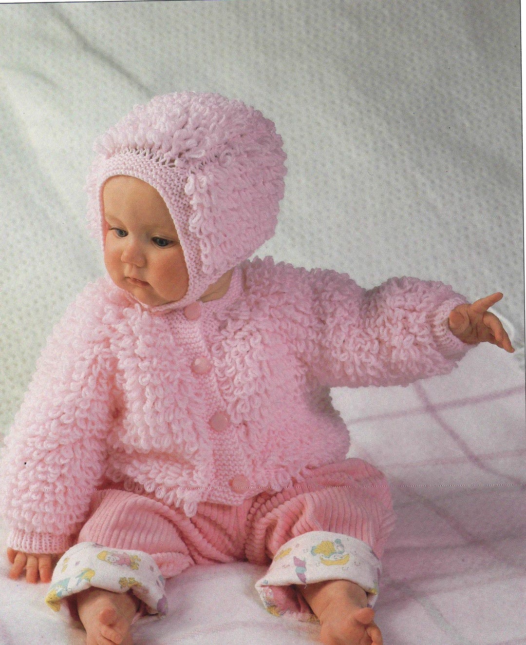 Baby Easy Loopy Cardigan-hooded Jacket~ Cardigan & Hat 2 to Knit in DK ...