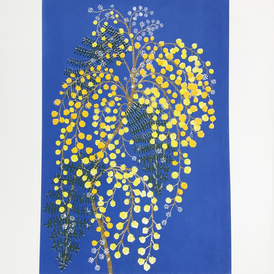Mimosa, a Bold and Bright Hand Printed Artwork - Etsy