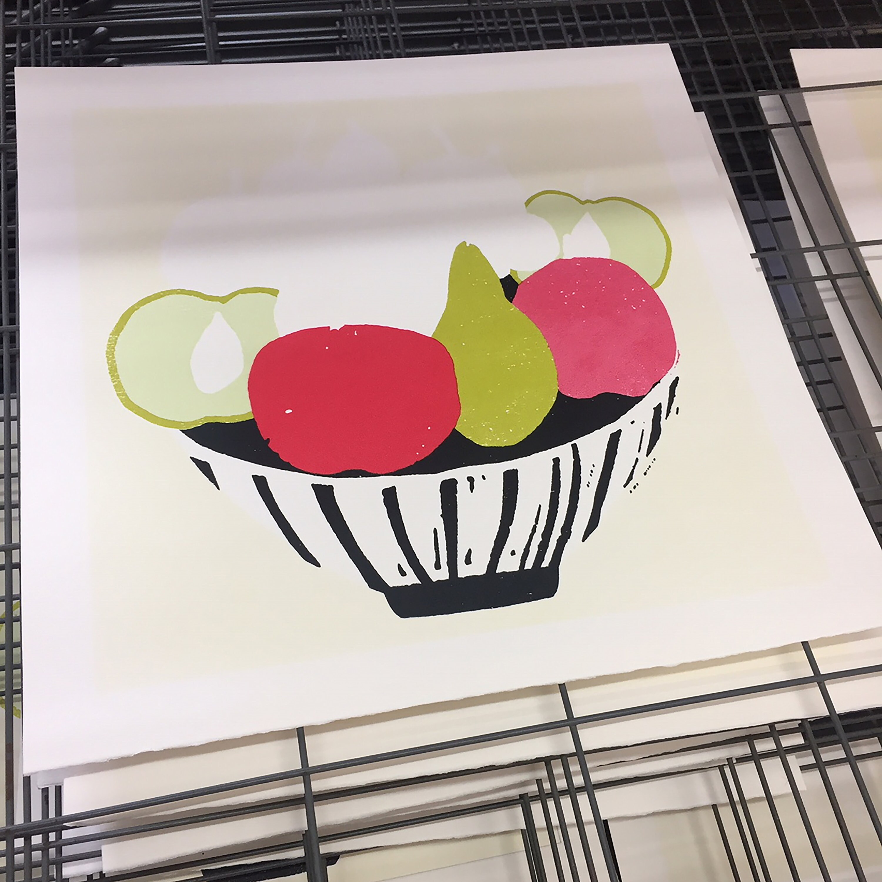Fruit Bowl - Handprinted - Etsy