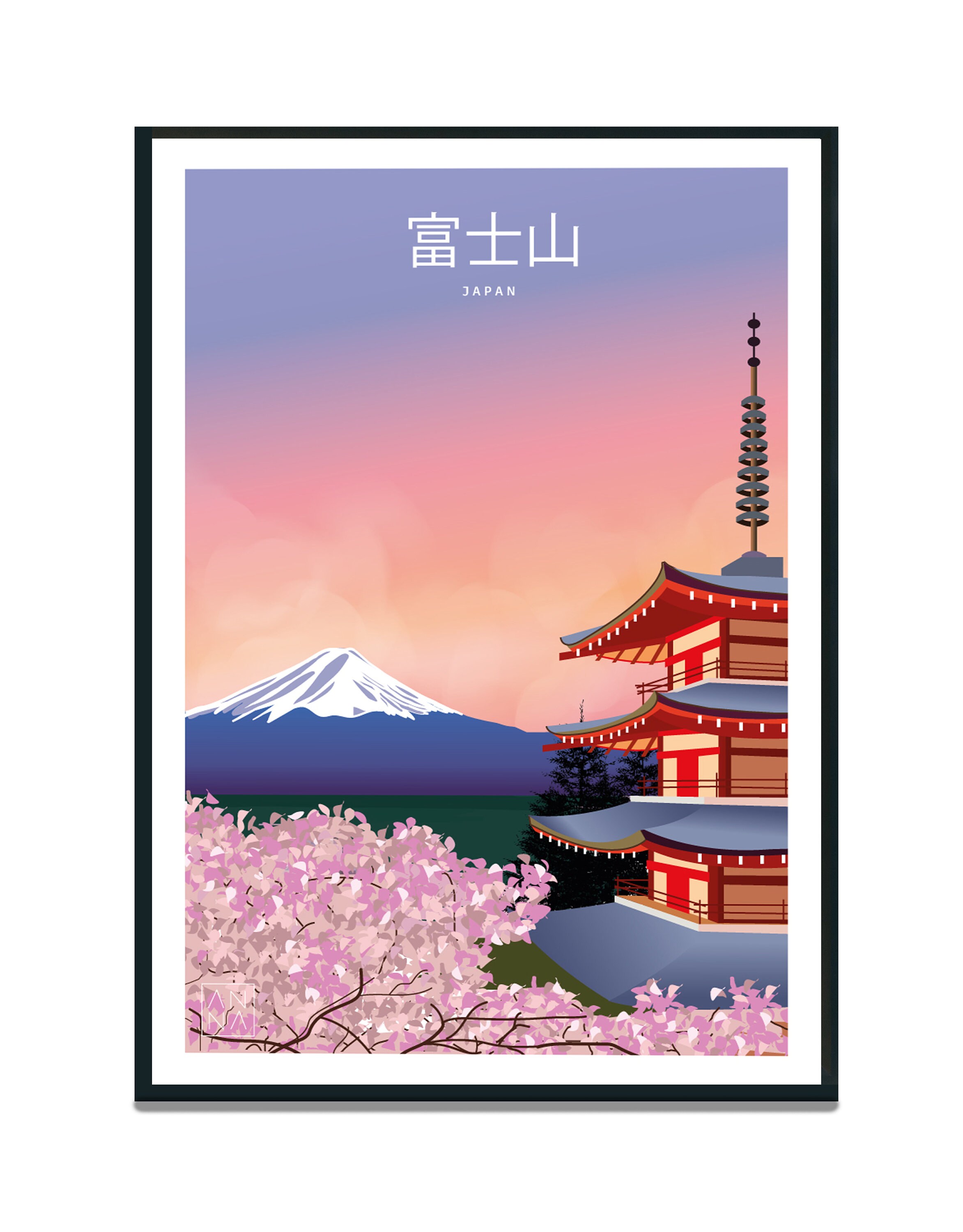 Poster 30x40 MOUNT FUJI, Mount Fuji Poster, Japan, Asia, Illustration ...