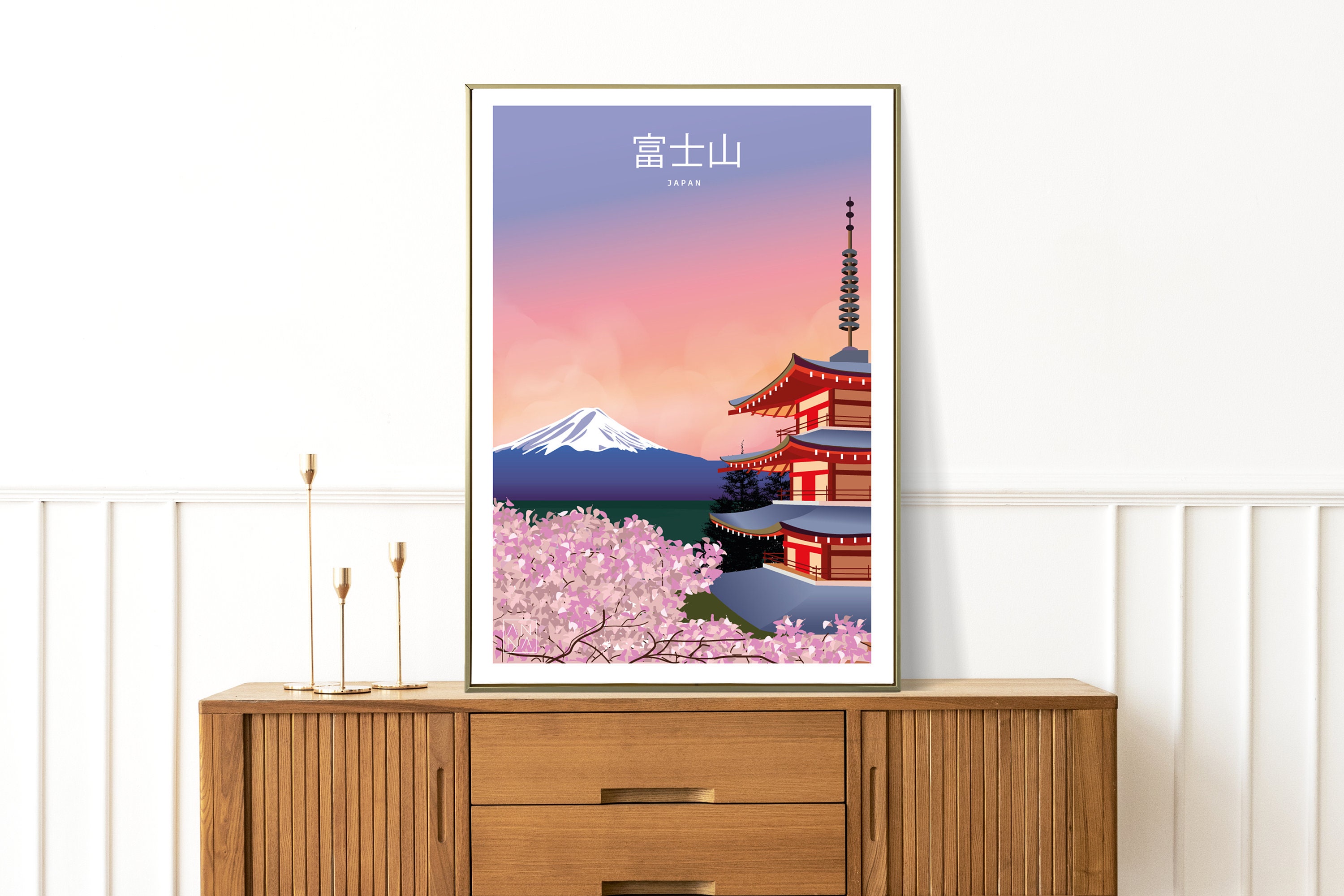 Poster 30x40 MOUNT FUJI, Mount Fuji Poster, Japan, Asia, Illustration ...
