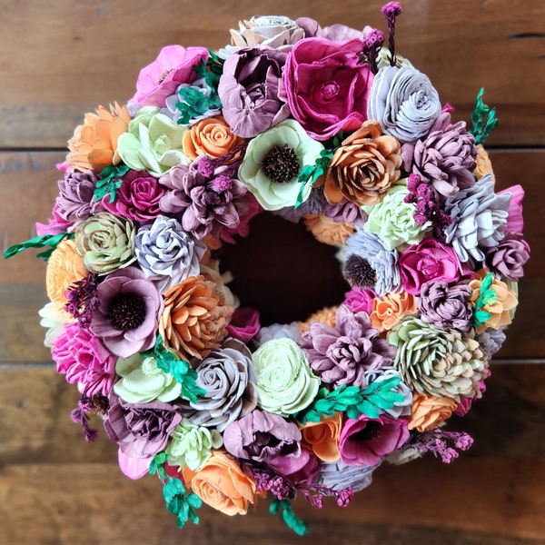 Wood Flower Wreath - Etsy