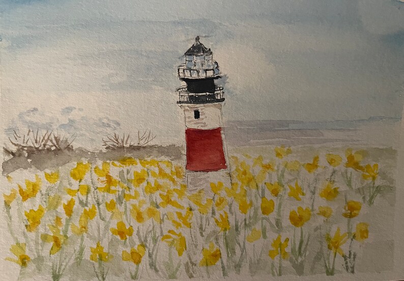 Sankaty Lighthouse and Daffodils - Etsy
