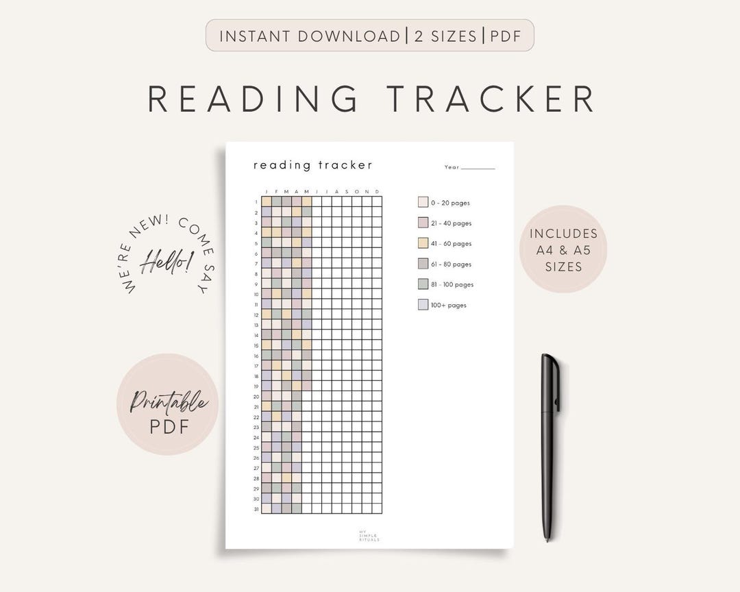 Reading Tracker Printable, Book Tracker, Reading Log, Yearly Reading ...