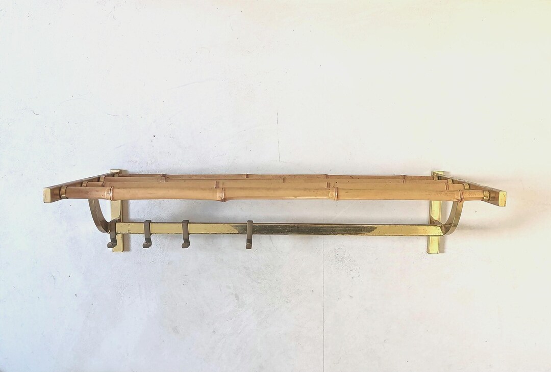 Mid Century Vintage Coat Rack Wall Rack Bamboo Brass Hall Tree Rack - Etsy