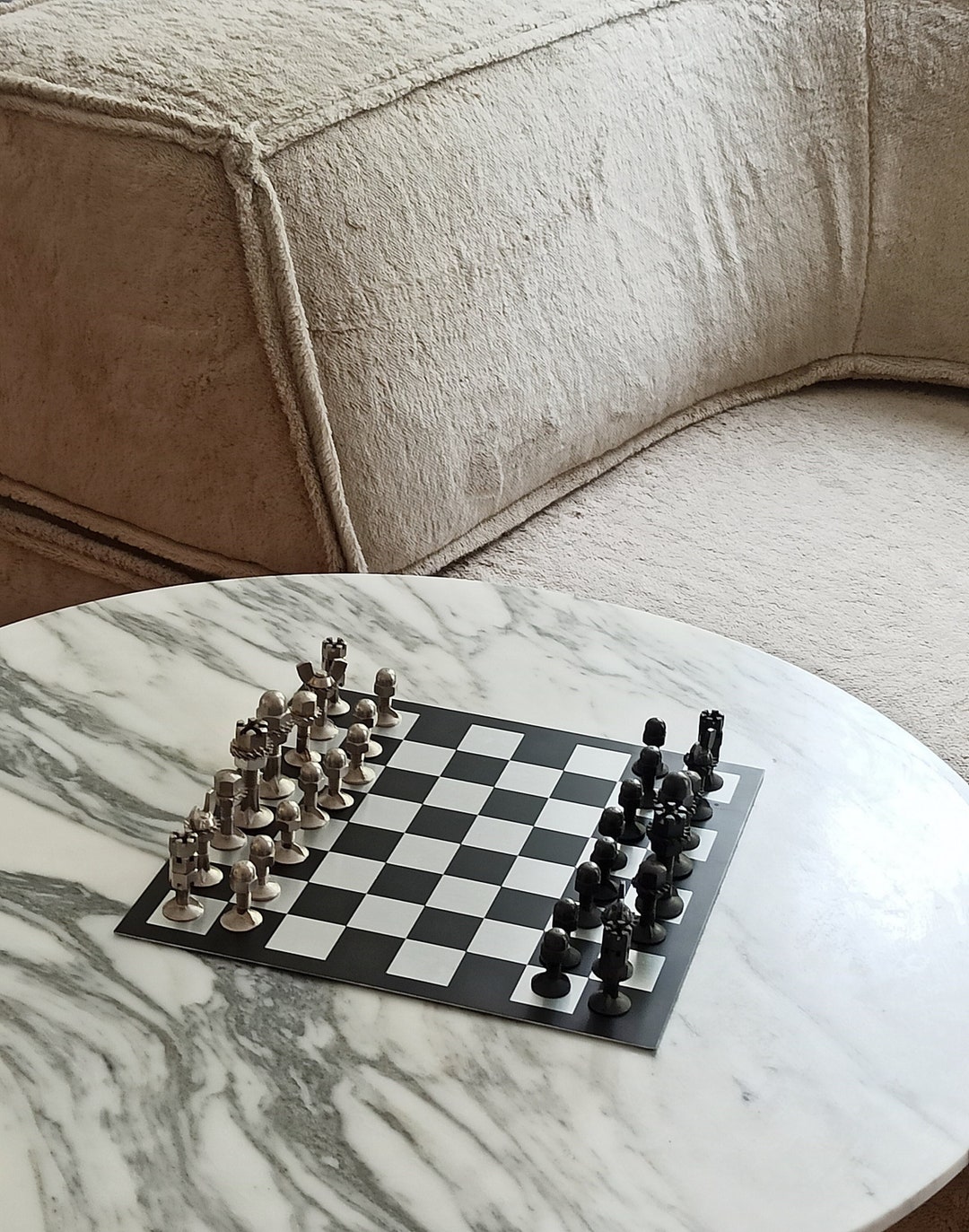 Vintage Metal Chess Set From the 1960s - Elegant Design in Original ...
