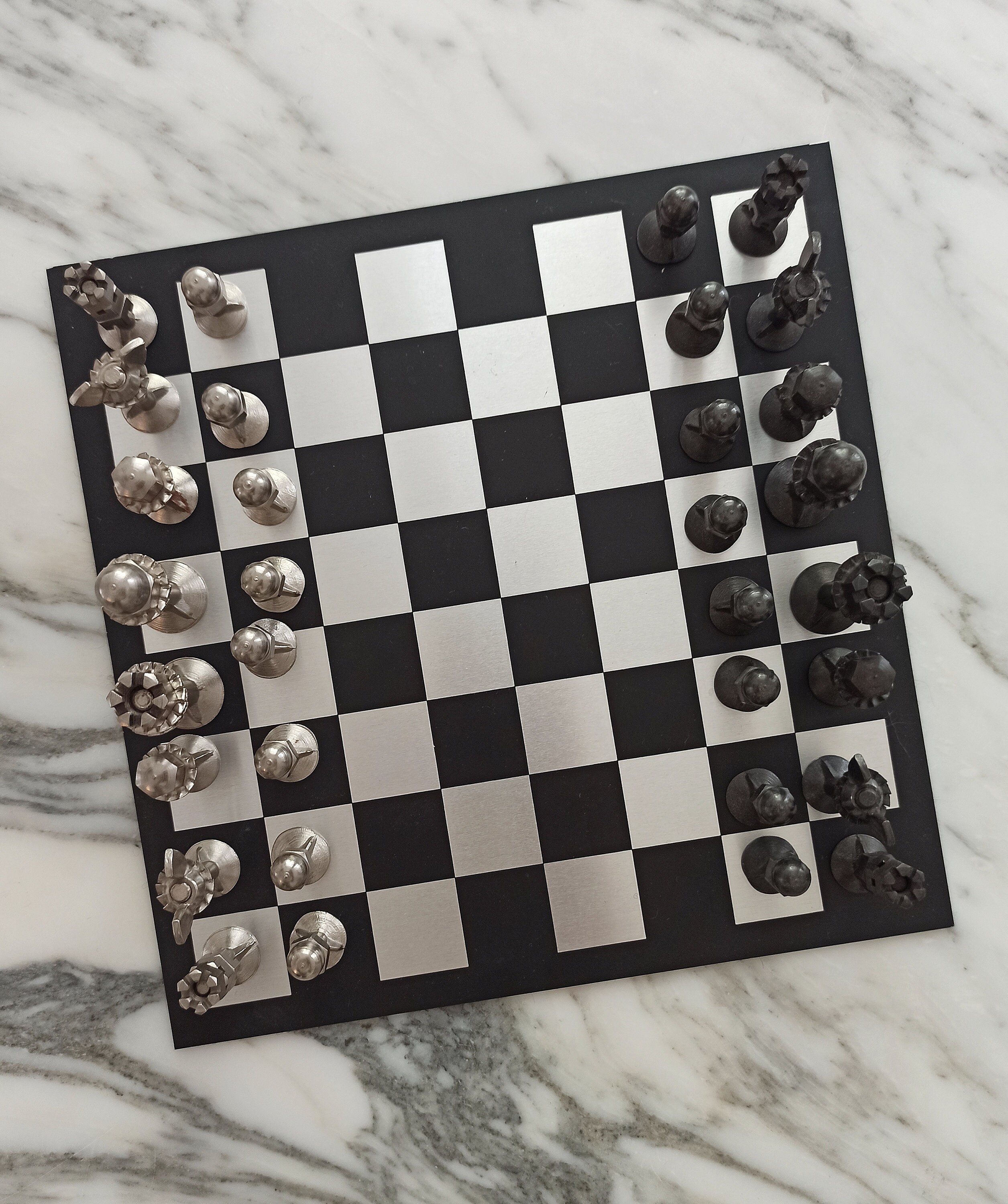 Vintage Metal Chess Set From the 1960s - Elegant Design in Original ...
