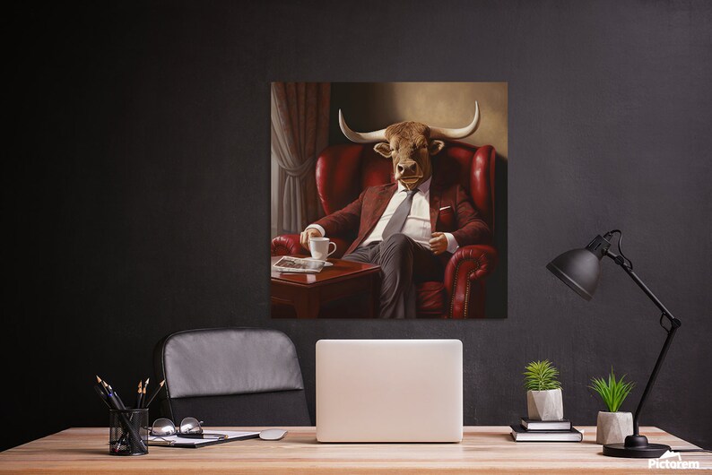 Bull Market Coffee Break: Wall Art for Traders, Stock Market Canvas ...