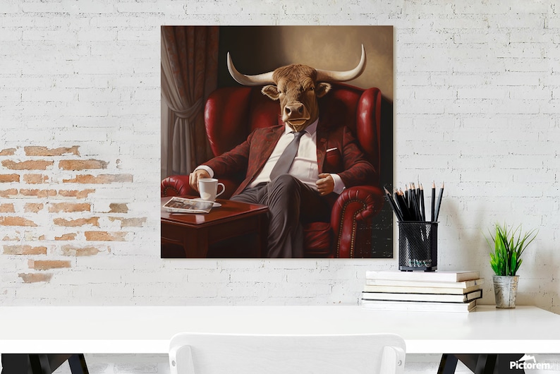 Bull Market Coffee Break: Wall Art for Traders, Stock Market Canvas ...