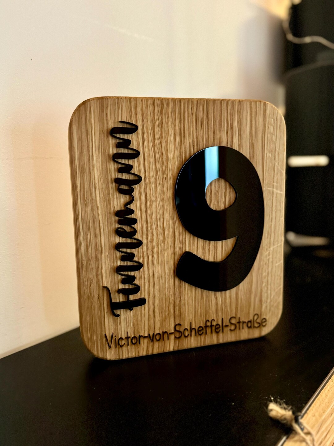 House Entrance Sign Made of Solid Oak Including Acrylic Lettering and ...