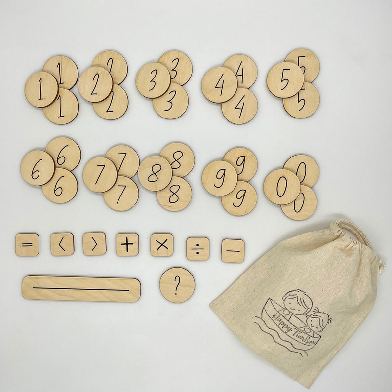 Magnetic Wooden Numbers and Math Symbols Set of 39 Pcs - Etsy
