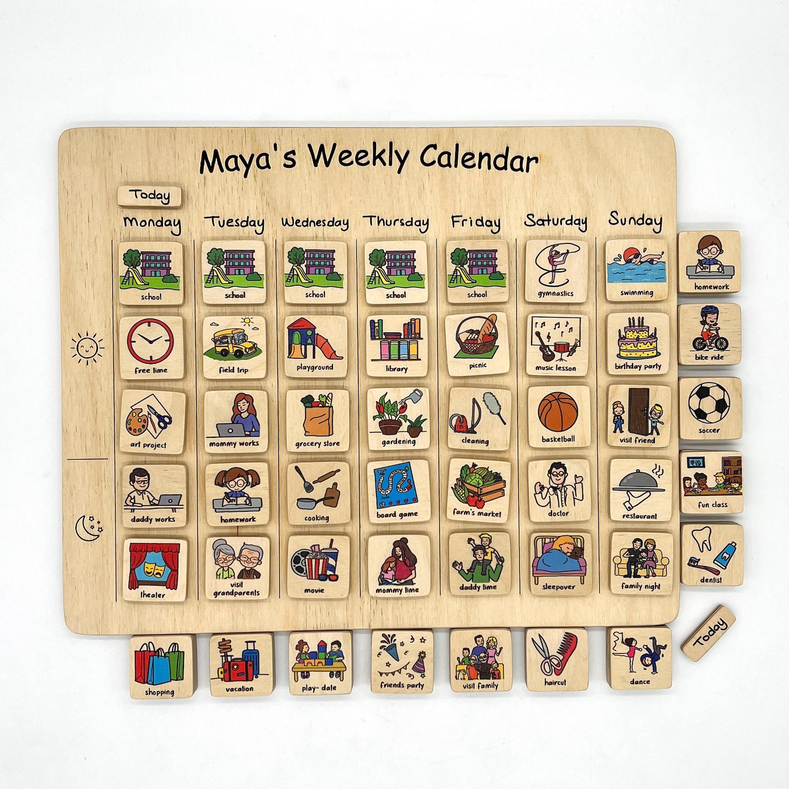 Personalized Montessori Wooden Weekly Desktop Planner: Personalized ...
