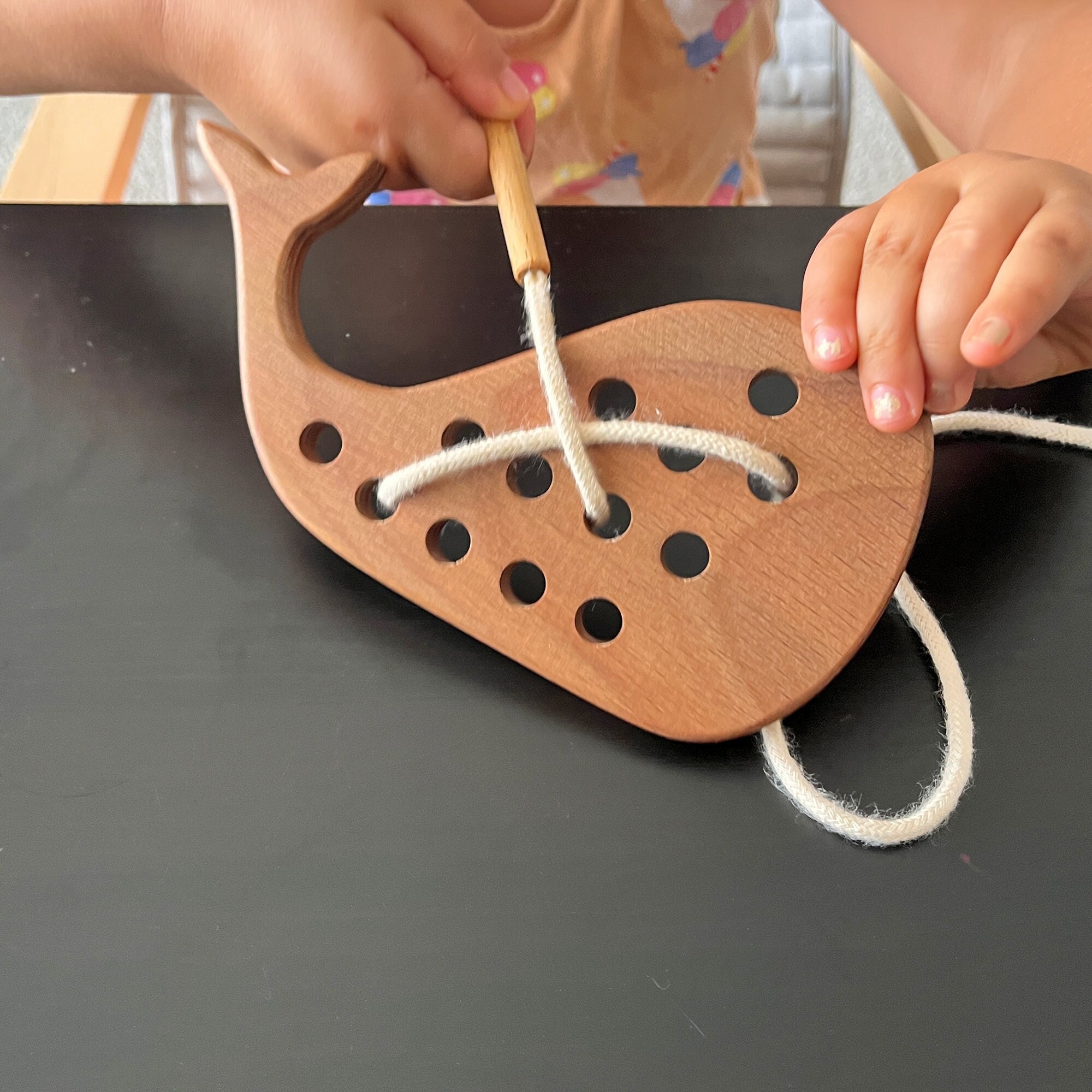 Wooden Lacing Toy With Whale Shape for Toddler Wood Lacing - Etsy