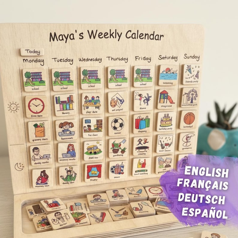 Personalized Kids Calendar, Magnetic Montessori Weekly Schedule for ...
