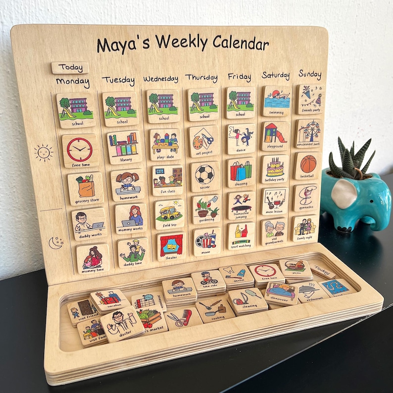 Personalized Kids Calendar, Magnetic Montessori Weekly Schedule for ...