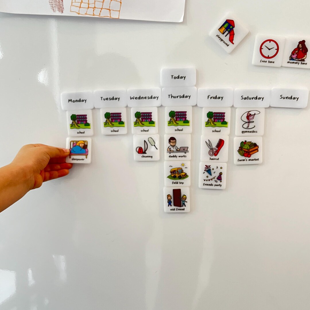 Magnetic Visual Weekly Planner for Kids | Montessori-inspired Fridge ...