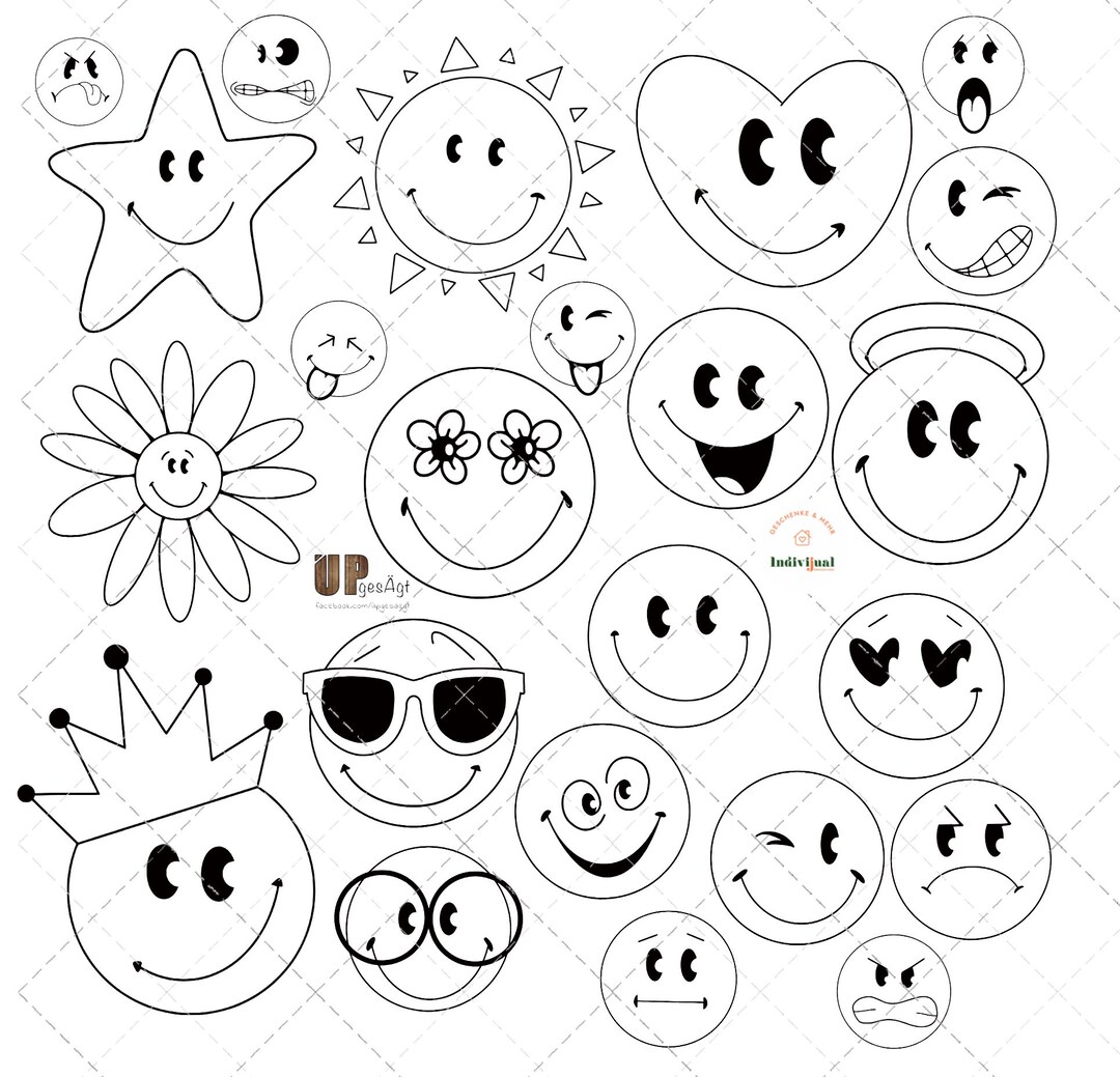 Laser File Plotter File Smileys Good Mood Happy Faces Png Svg - Etsy