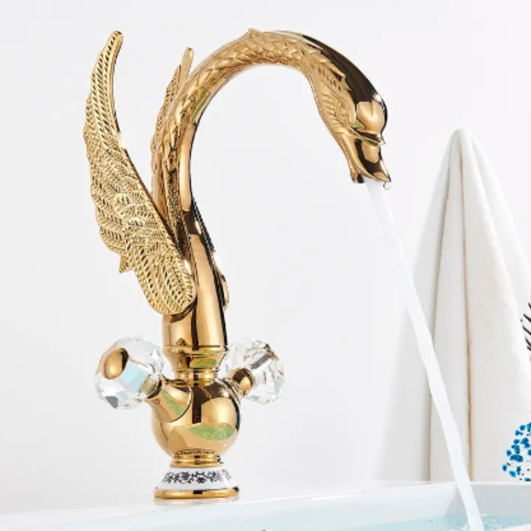 Golden Bird Basin Faucet Swan Shape Nordic Luxury Style Hot and Cold ...