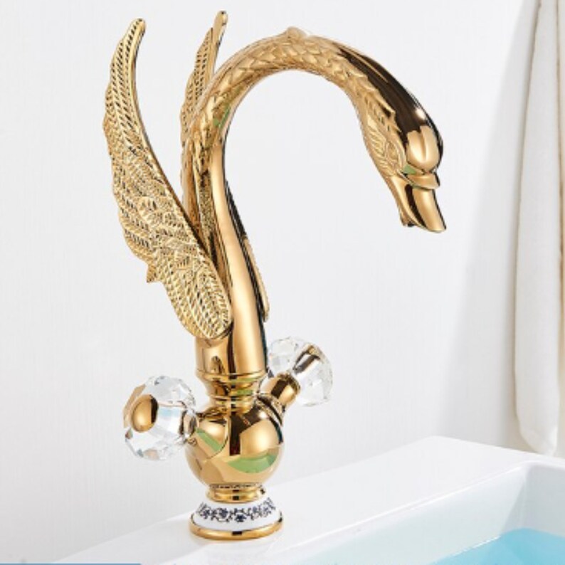 Golden Bird Basin Faucet Swan Shape Nordic Luxury Style Hot and Cold ...