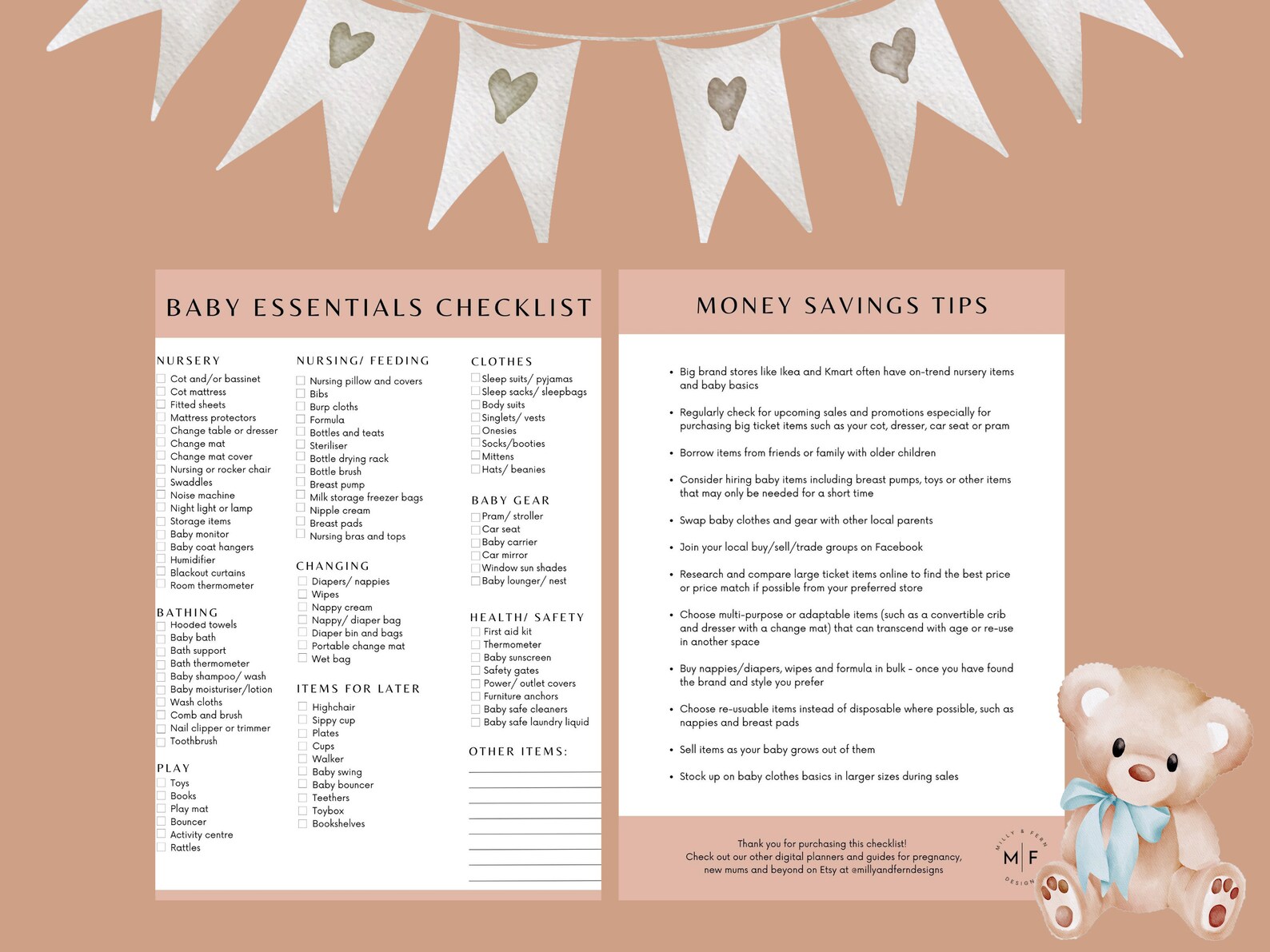 Baby Essentials Checklist- Printable List of Essential Baby Items for ...